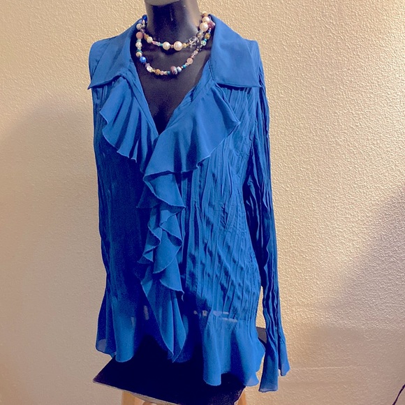 Dialogue | Tops | Dialogue The New Language Of Style Teal Blue Crinkle ...